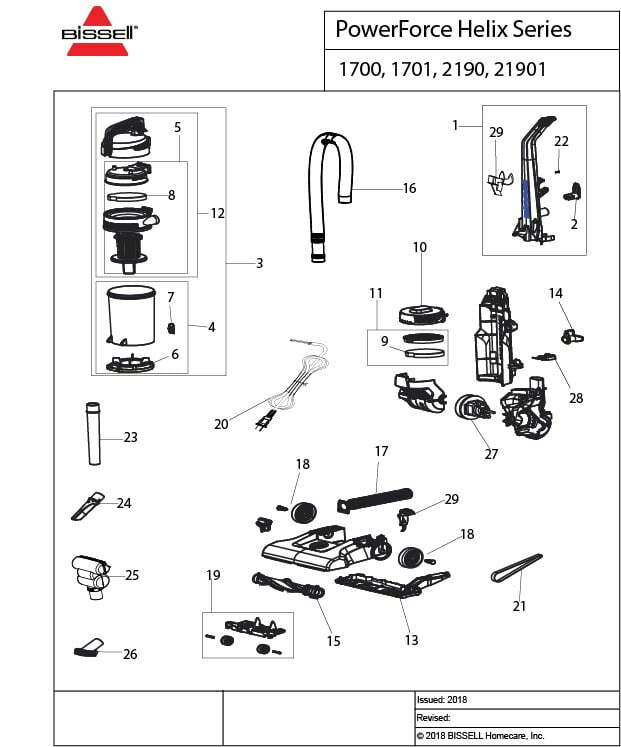 Schematic Parts Book for Bissell Model: 1701R PowerForce - Vacuums R-Us ...