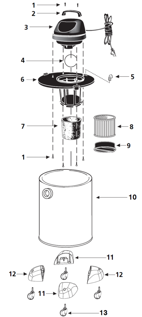 Schematic and parts list for: Shop-Vac Model: 6045AH | Vacuums R-Us and ...