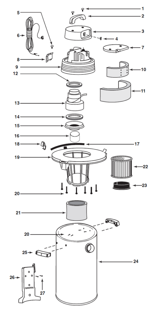 Schematic and parts list for: Shop-Vac Model: QLH20ATS - Vacuums R-Us ...