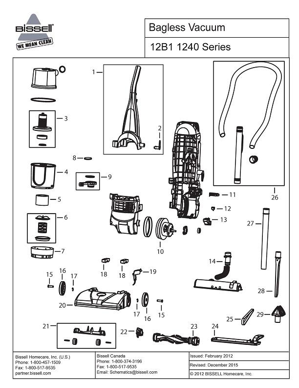 Schematic Parts Book for Bissell Model: 12B1R POWERFORCE HELIX ...