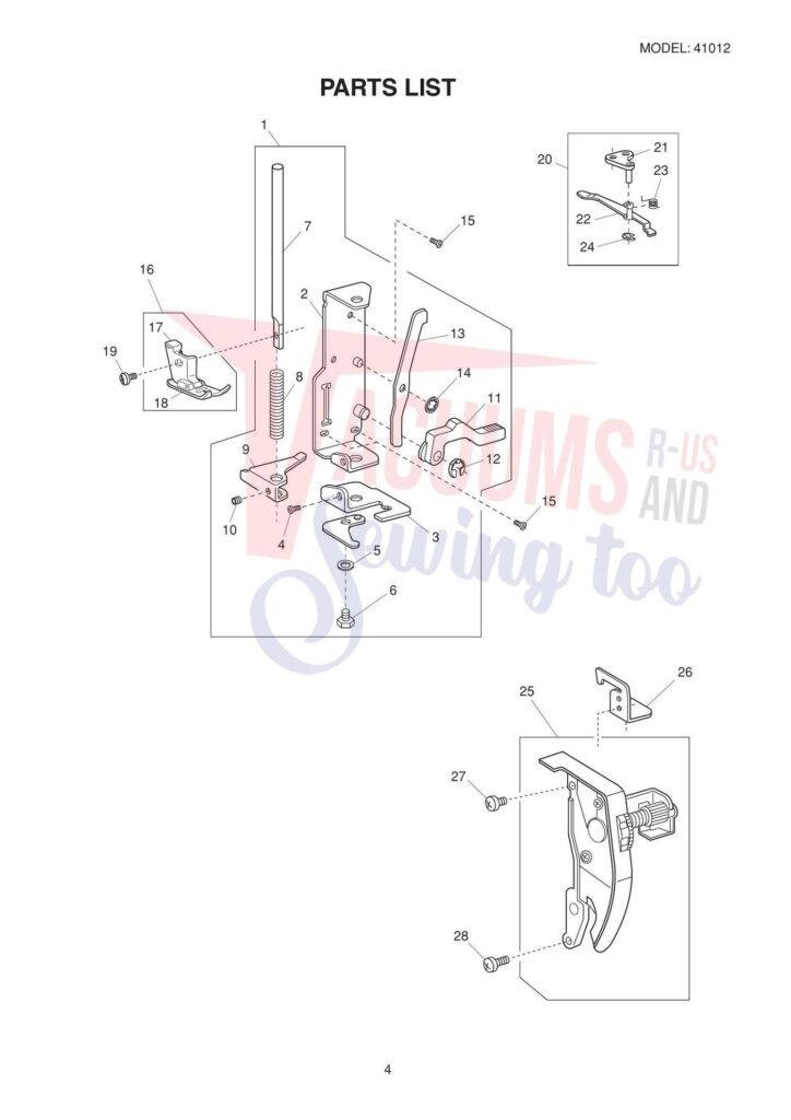 Janome Models: 41012, New Home 41012 Schematics and parts list ...