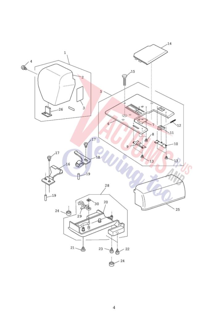 Janome Models: Jem 660, 661, gem gold 2 Schematics and parts list - Vacuums R-Us and Sewing Too
