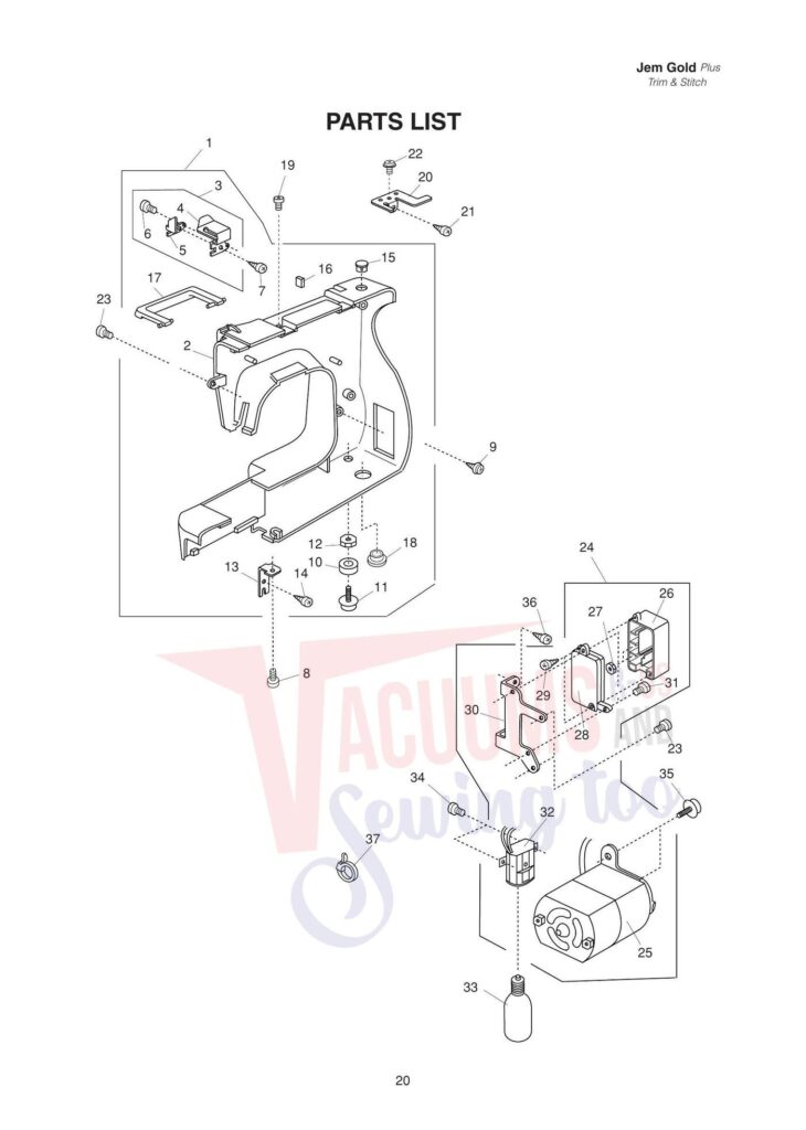Janome Models: Jem 660 Schematics and parts list - Vacuums R-Us and Sewing Too