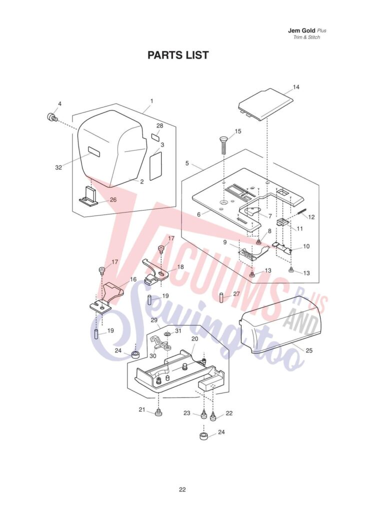 Janome Models: Jem 660 Schematics and parts list - Vacuums R-Us and ...