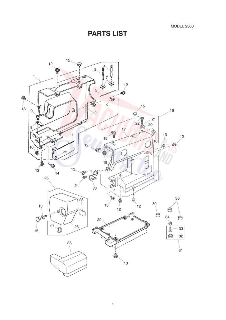 Elna Models: el2300, 2300 Schematics and parts list - Vacuums R-Us and Sewing Too