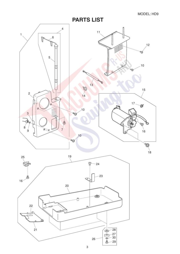 Janome Models: HD9, Heavy Duty 9 Schematics and parts list - Vacuums R-Us and Sewing Too