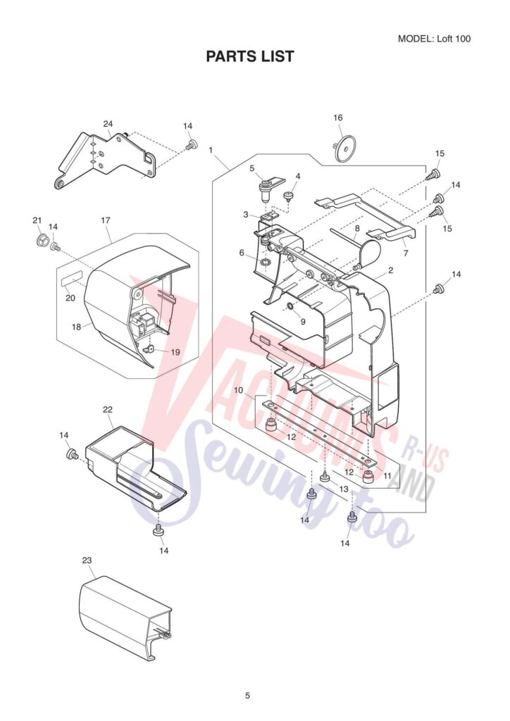 Janome Models: loft100, Loft 100 Schematics and parts list - Vacuums R-Us and Sewing Too