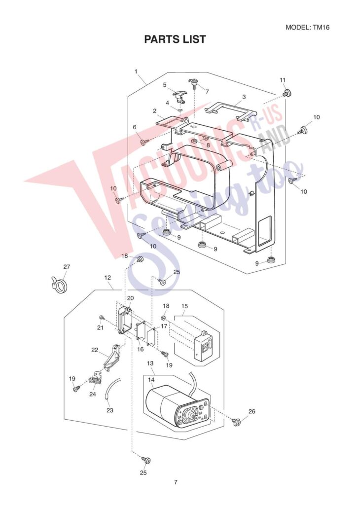 Janome Models: tm16 Schematics and parts list - Vacuums R-Us and Sewing Too