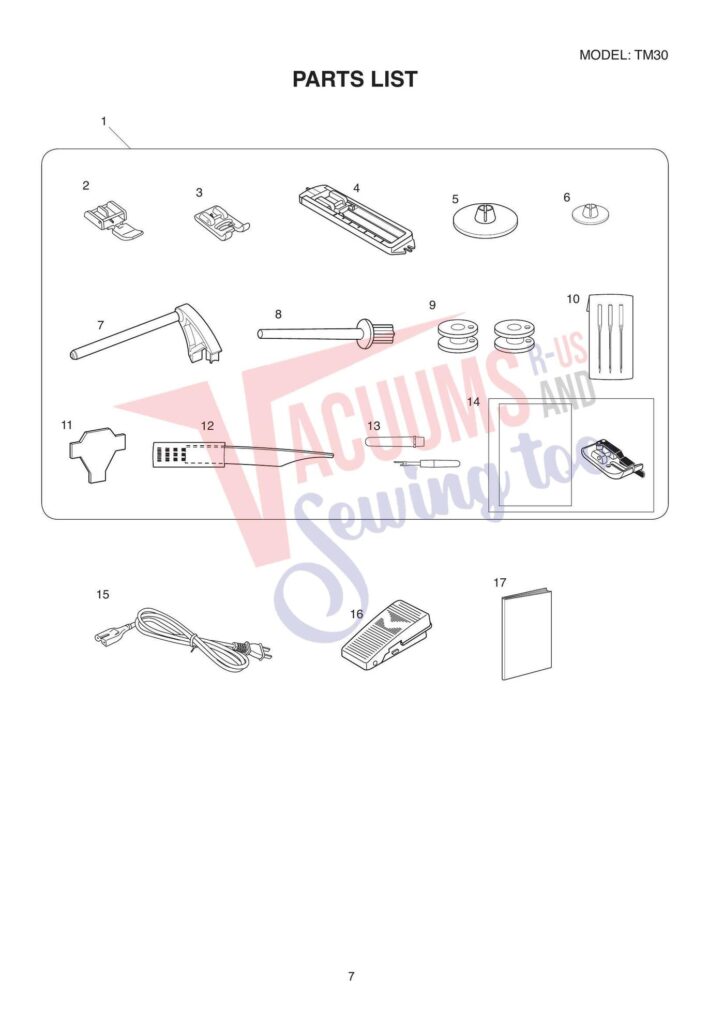 Janome Models: tm30 Schematics and parts list - Vacuums R-Us and Sewing Too